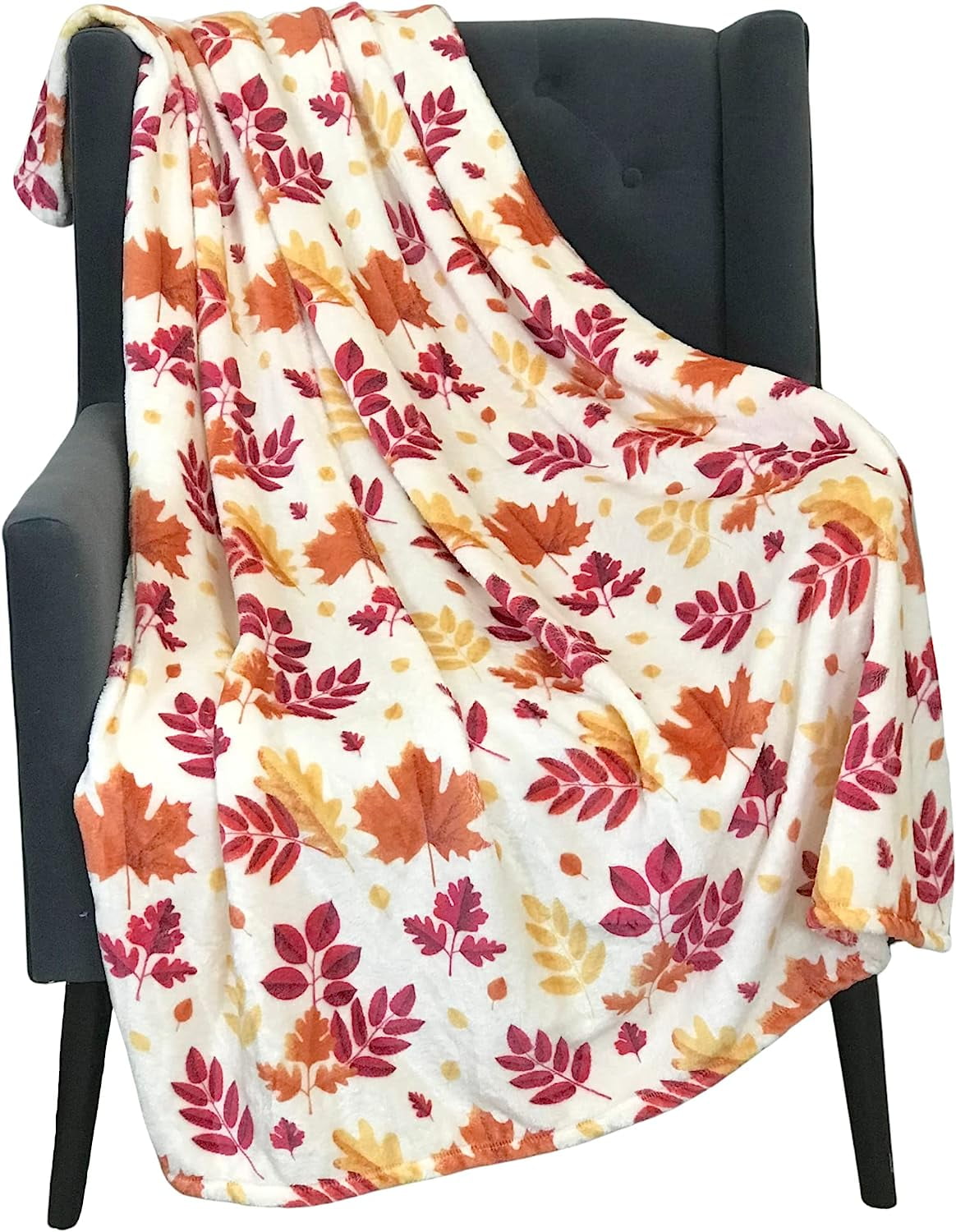 Fall Throw Blanket: Colorful Hickory Leaves, Burgundy Red Burnt Orange ...