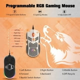 LexonElec M8 LED Gaming Mouse,Ergonomic Ultra-Lightweight Honeycomb ...