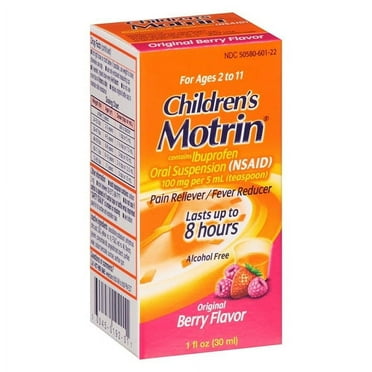 Children's Motrin Pain Reliever/Fever Reducer Liquid, Berry, 4 Fl Oz, 2 ...