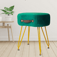 Fionafurn Velvet Vanity Stool Ottoman, Upholstered Pleated Vanity ...
