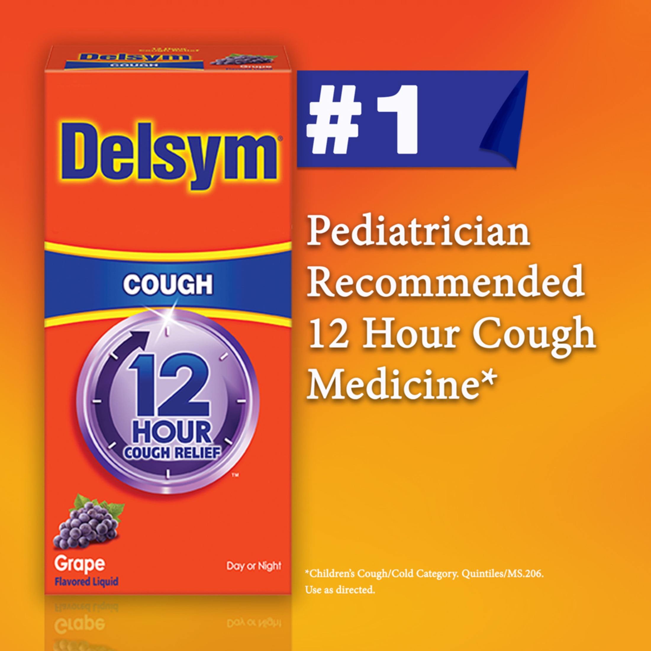Delsym Adult 12 hour Cough Relief Medicine, Powerful Cough Relief for ...