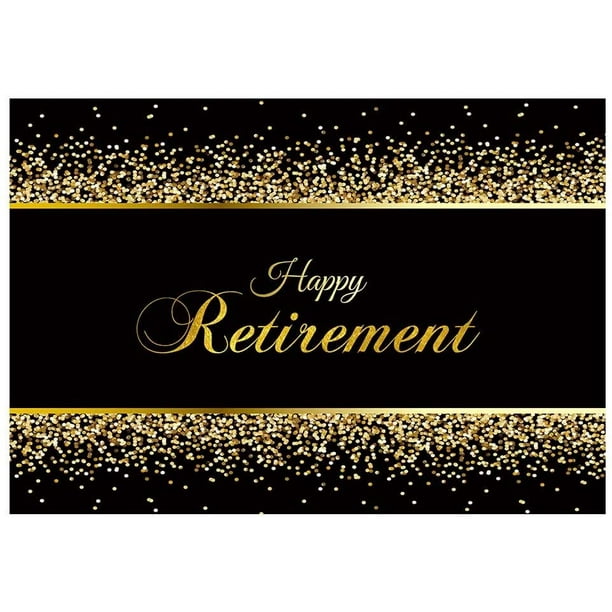 2,1 x 1,5 m doré et noir Happy Retirement Toile de fond Paillettes ...