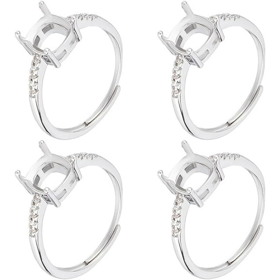 50pcs 16mm Stainless Steel Adjustable Finger Rings Components Ring ...