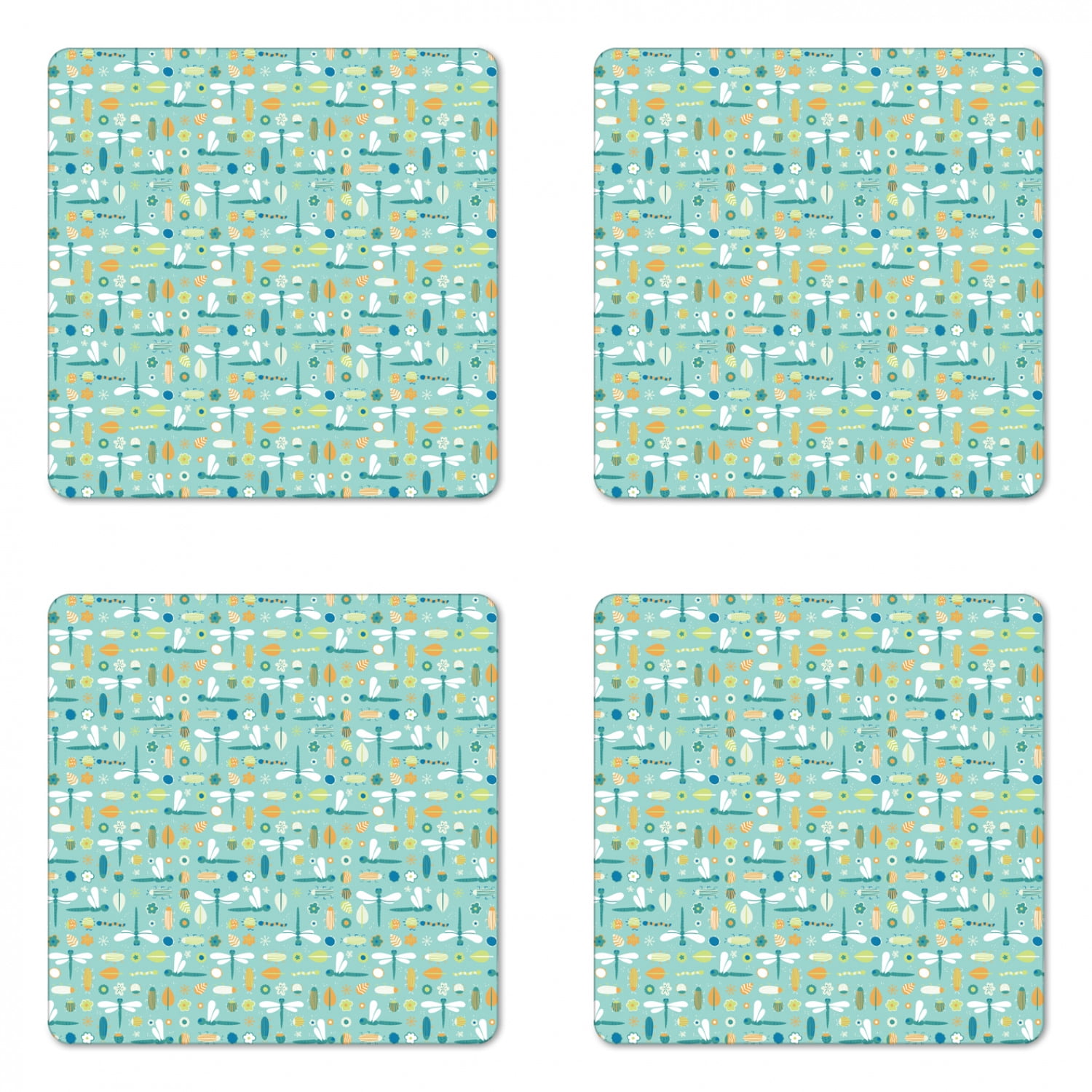 Forest Coaster Set of 4, Forest Creatures Nursery Style Cartoon Animals ...