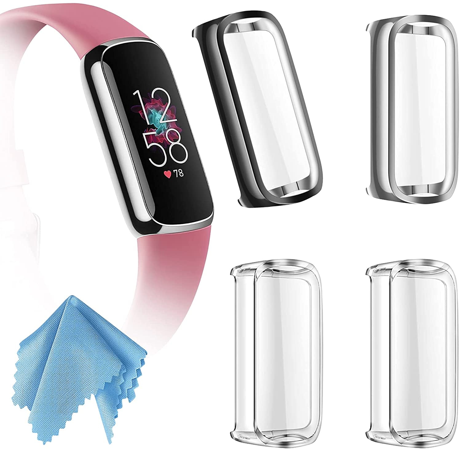 [4 Pack] Screen Protector Case for Fitbit Luxe, Soft TPU Plated Full ...