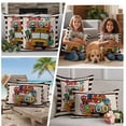 2 Pack Outdoor Waterproof Throw Pillow Covers,Back To School Bus Book ...