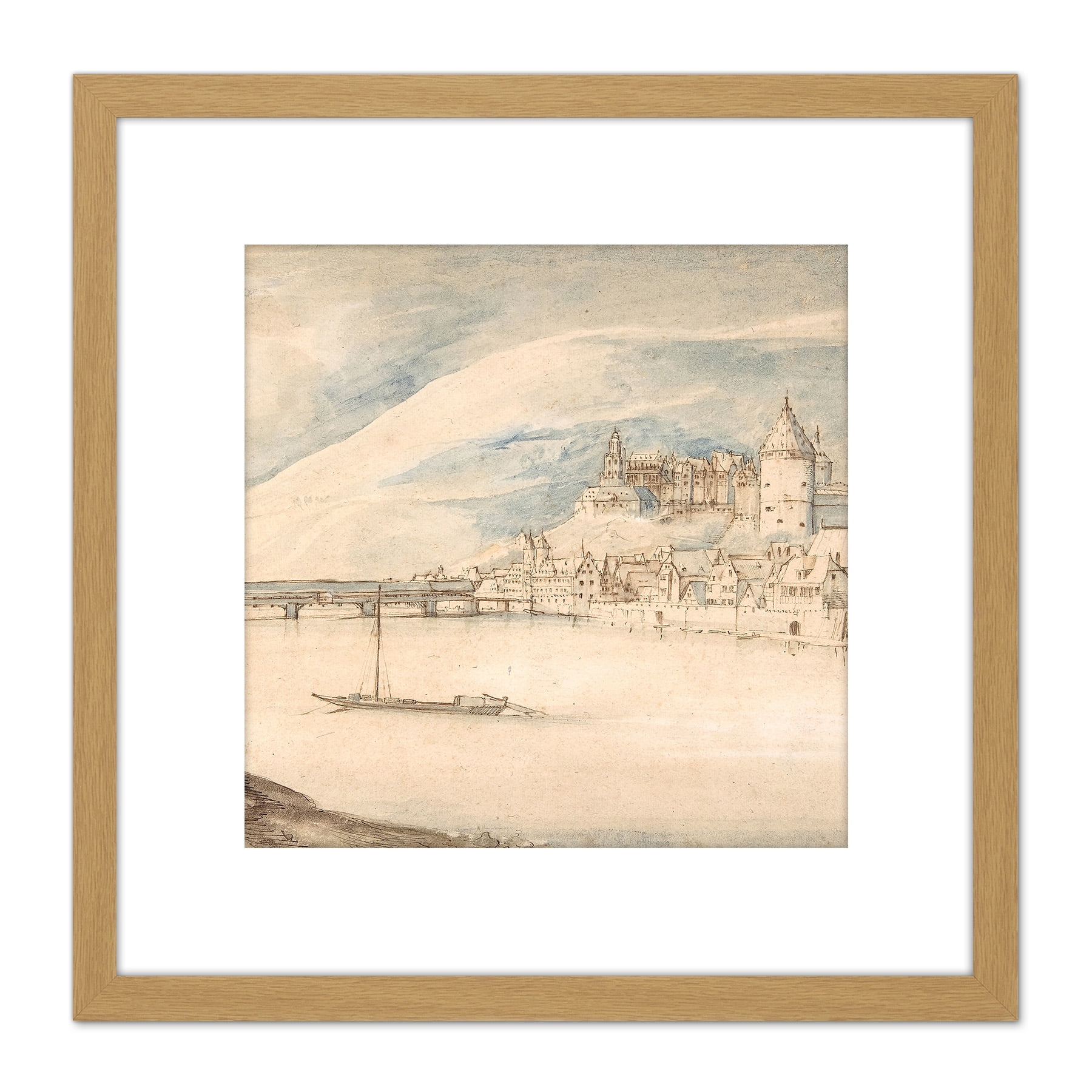 Brueghel Elder View Of Heidelberg Drawing 8X8 Inch Square Wooden Framed ...