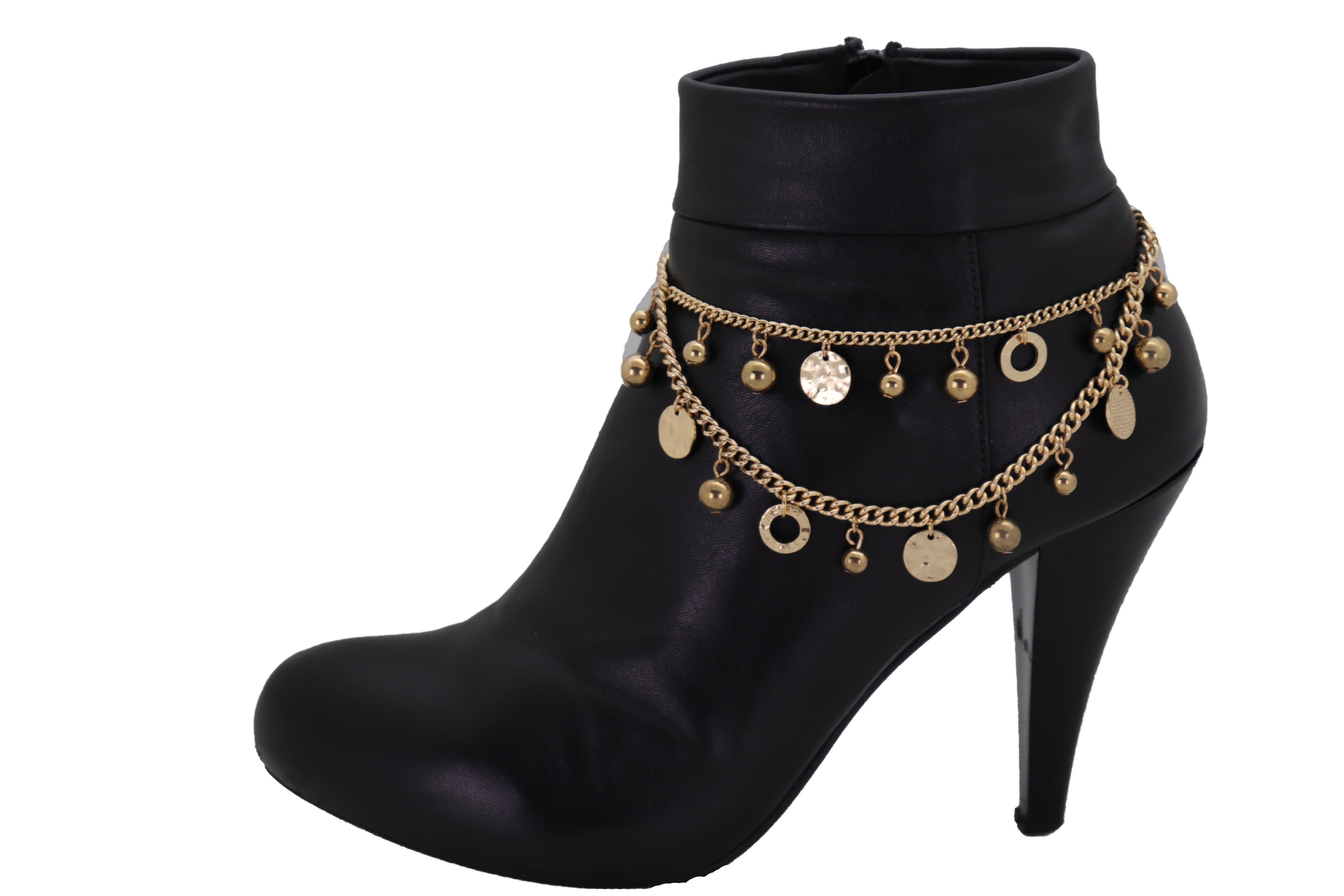 Women Gold Metal Boot Chain Bracelet Shoe Ball Circle Charms - Walmart.com