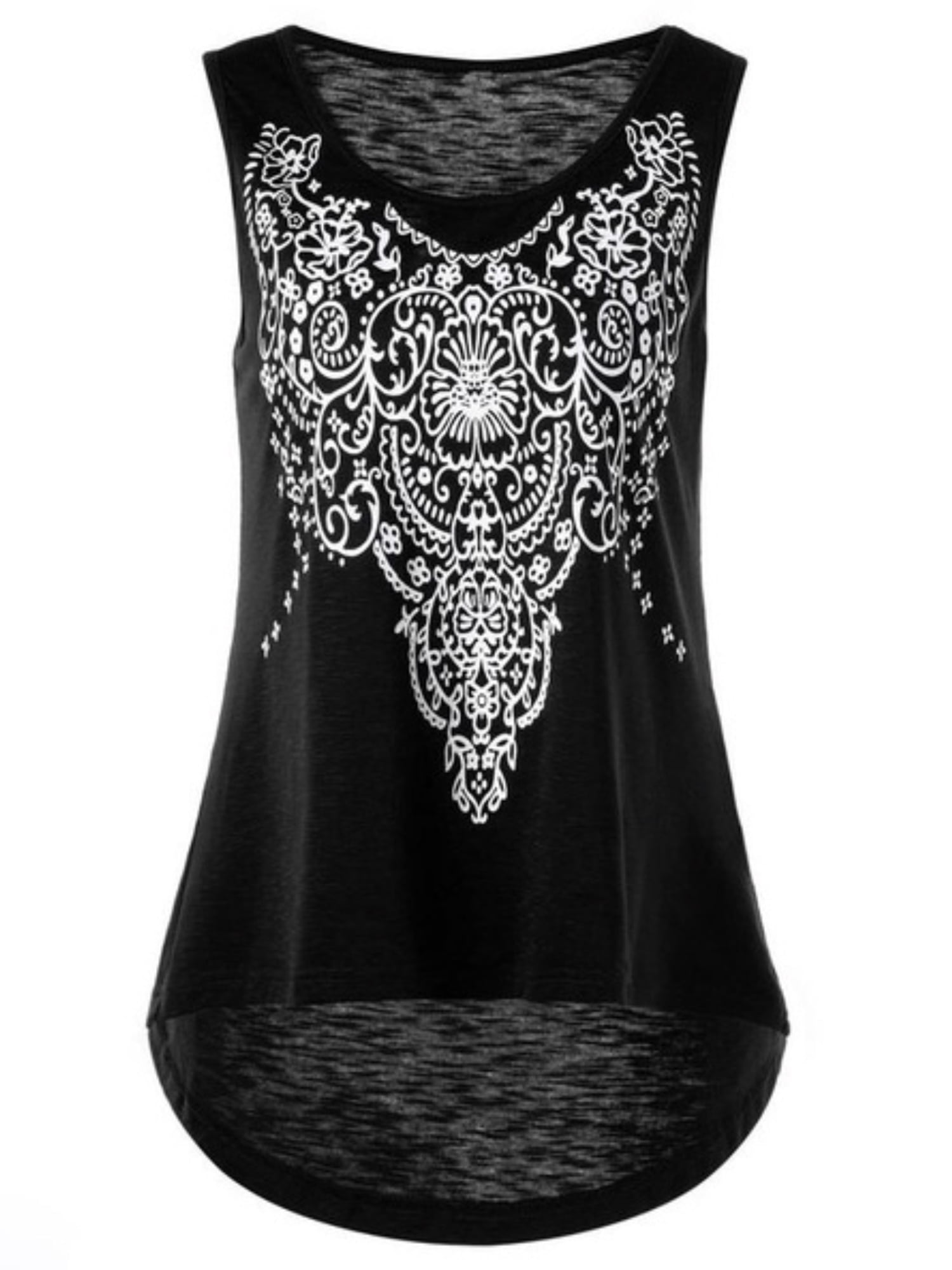 Women Floral Summer Loose Sleeveless Tank Vest Boho Baggy Tops T Shirt