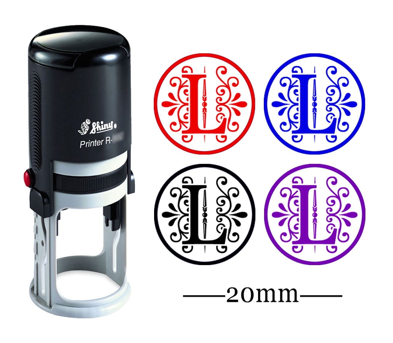 Custom A-Z Alphabet Stamp In Black Ink Monogram Round Rubber Stamp Self ...