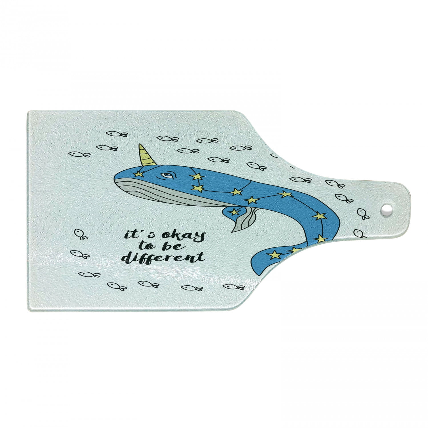 Narwhal Cutting Board, Hand Drawn Whale Sketch with Horn and Star ...