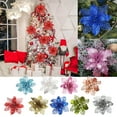 Christmas Tree Ornaments Flowers,Glitter Poinsettia Flowers for ...