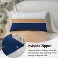 of 2 Navy Blue Jute Rope Textured Patchwork Throw Pillow Covers, 12x20 ...