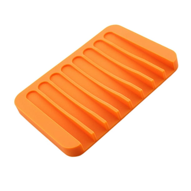 Silicone Comb Soap Tray Anti-slip Drain Dishes Rack For Bathroom Orange ...