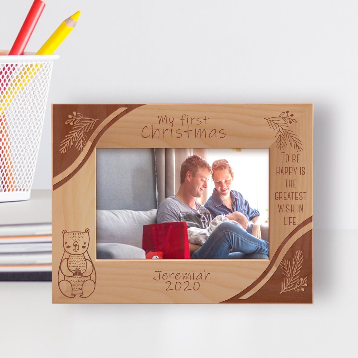 To Be Happy Is The Greatest Wish In Life Personalized Wooden Frame-6" x ...