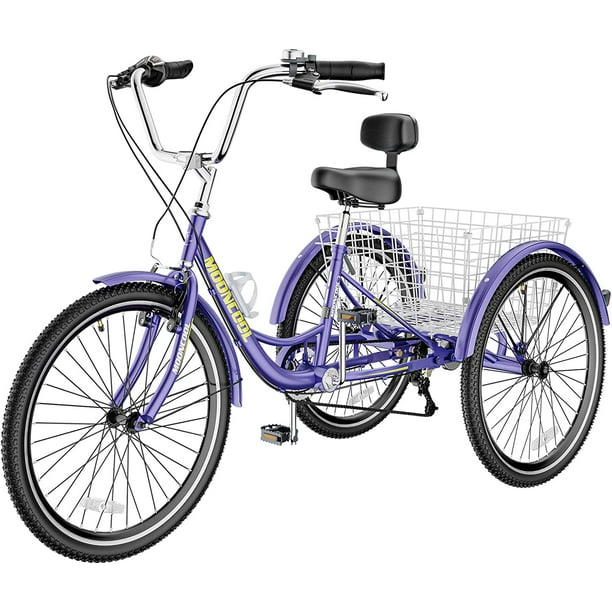 MOONCOOL Adult Tricycles with Backrest, 3 Wheel 7 Speed Trikes, 20/24 ...