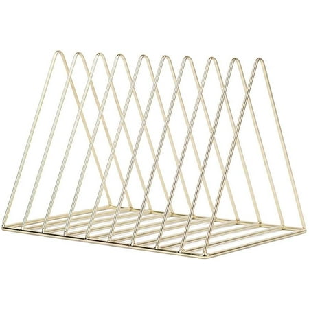 Iron Triangle Desktop Bookshelf, Metal Magazine Rack Newspapers Holder ...