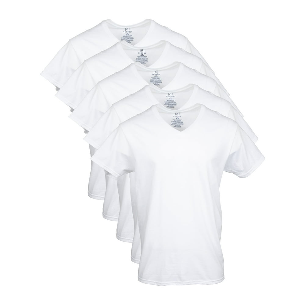 GEORGE - George White Big Men's V-Neck T-shirts, 5-Pack - Walmart.com ...
