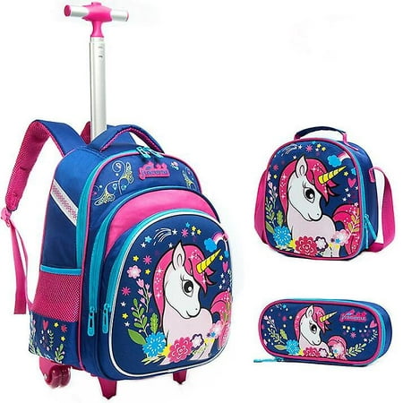 3pcs School Wheeled Bag Set With Lunch Box Kids Schootrolley Bag Wheels ...