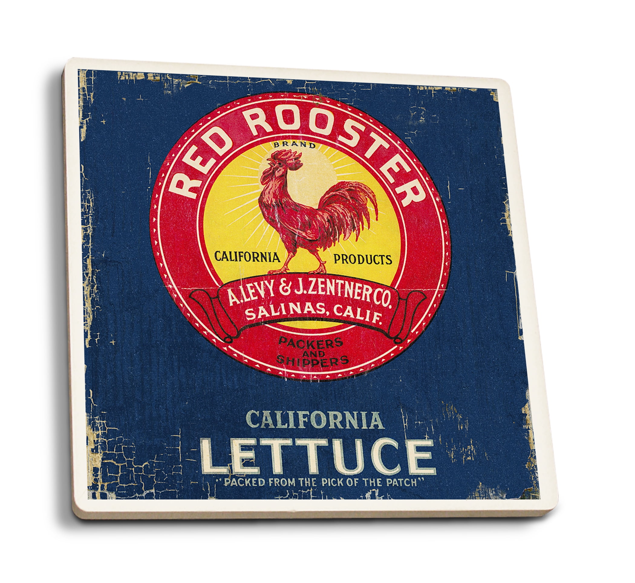 Red Rooster Vegetable, Vintage Crate Label (Absorbent Ceramic Coasters ...