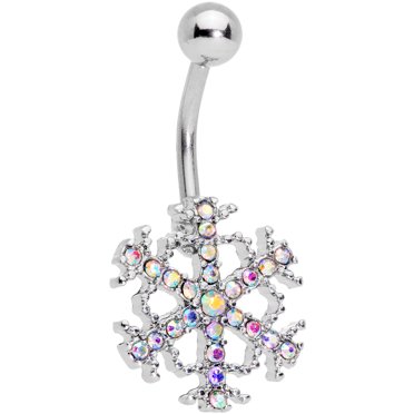 Body Candy 14G 12mm 316L Steel Navel Ring Green Accent Winter Snow ...