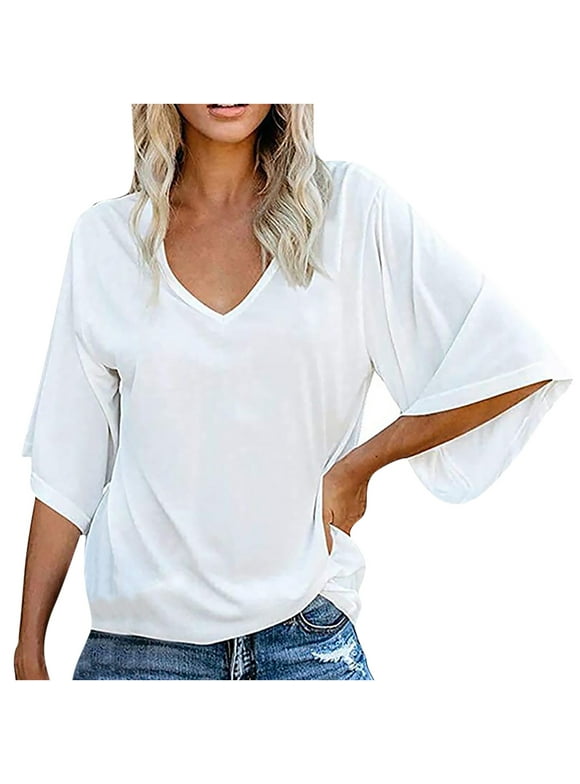 Womens Three Quarter Sleeve Tops