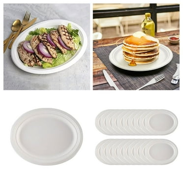 Stack Man Compostable Oval Paper Plates [10 Inch] - [50-Pack] Heavy ...
