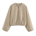 Aellinatey Womens Cropped Bomber Jacket Casual Zip Up Varsity Jackets ...
