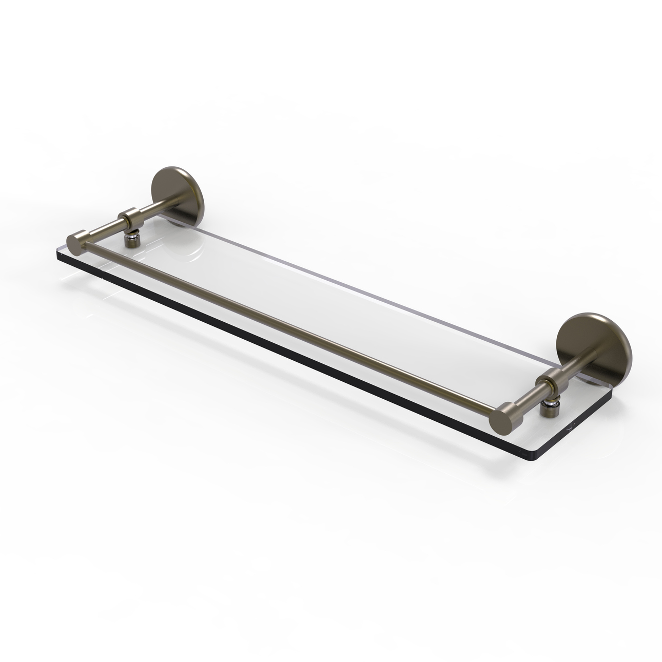 22-in Tempered Glass Shelf with Gallery Rail in Antique Brass - Walmart.com