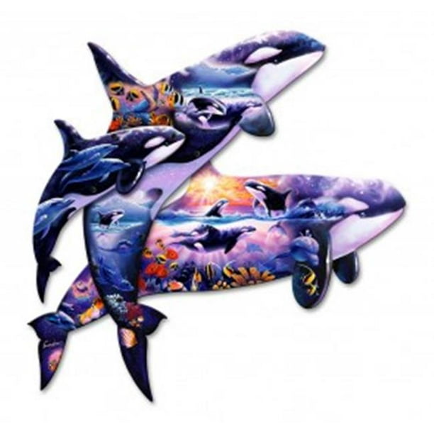 Steve Sundram Art SUN026 24 x 23 in. 3D Orca Kingdom 3D-Metal Signs ...