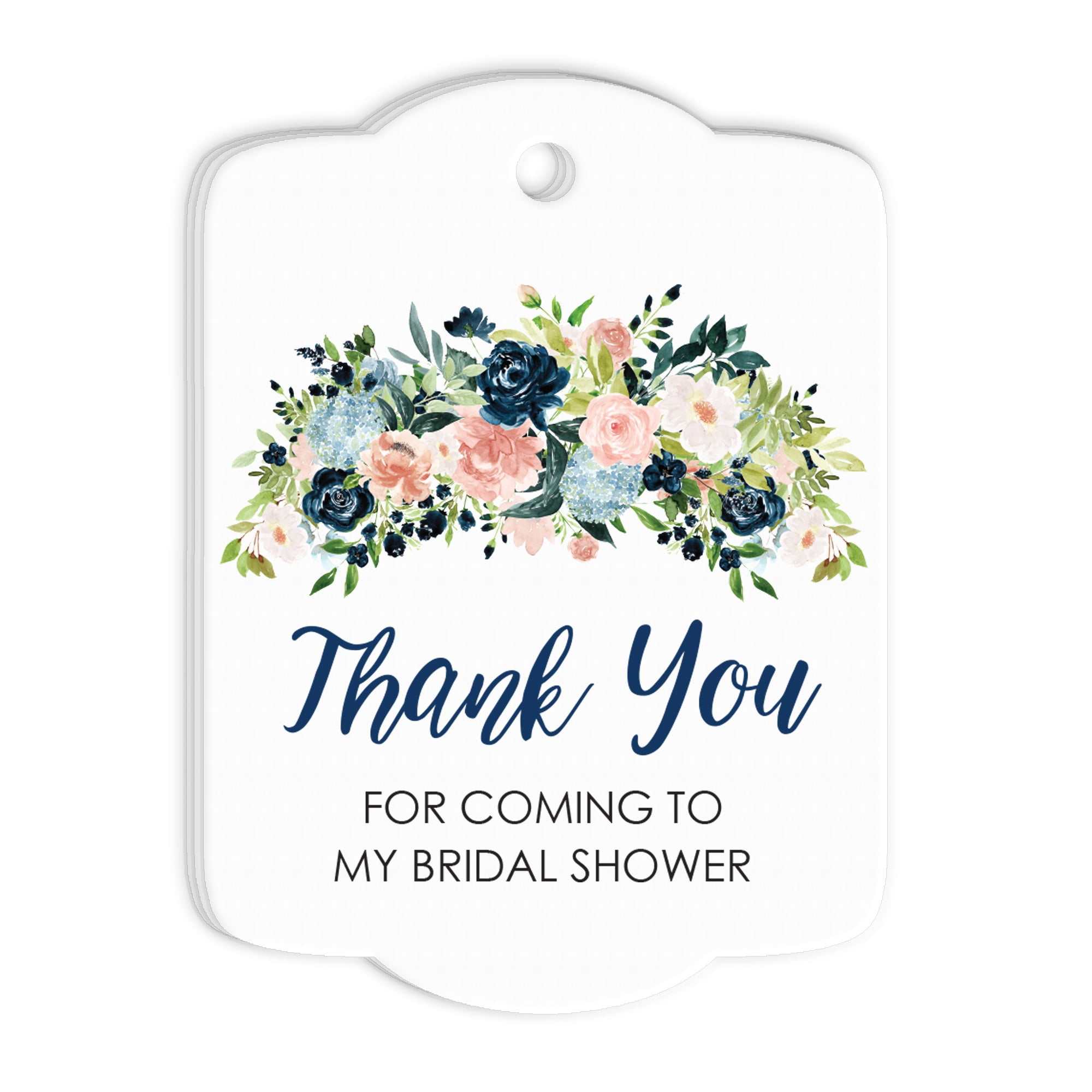 Bridal Shower Favor Tags Navy Blue Floral Rounded Set of 24 - Walmart.com