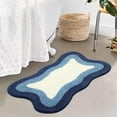 Bathroom Rugs 18x25 Inch Extra Soft Non Slip Blue Irregular Shape Bath ...
