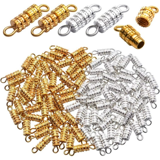Jewelry Screw Clasps,100pcs Golden Silver Barrel Screw Clasp Column ...
