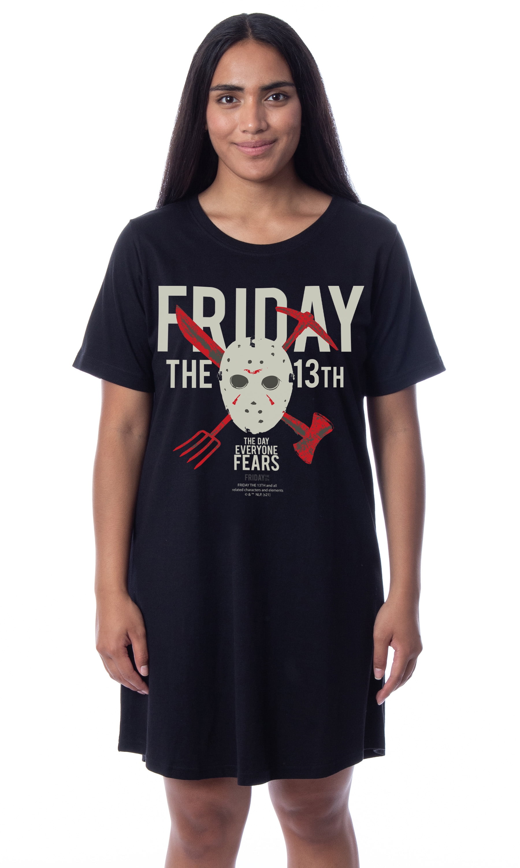 Friday The 13th Womens' Jason Mask Nightgown Sleep Pajama Dress ...