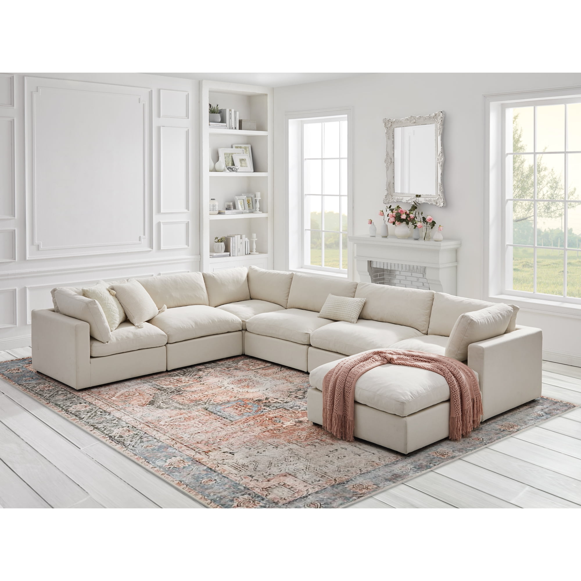 Cream Linen Sectional Sofa | Baci Living Room