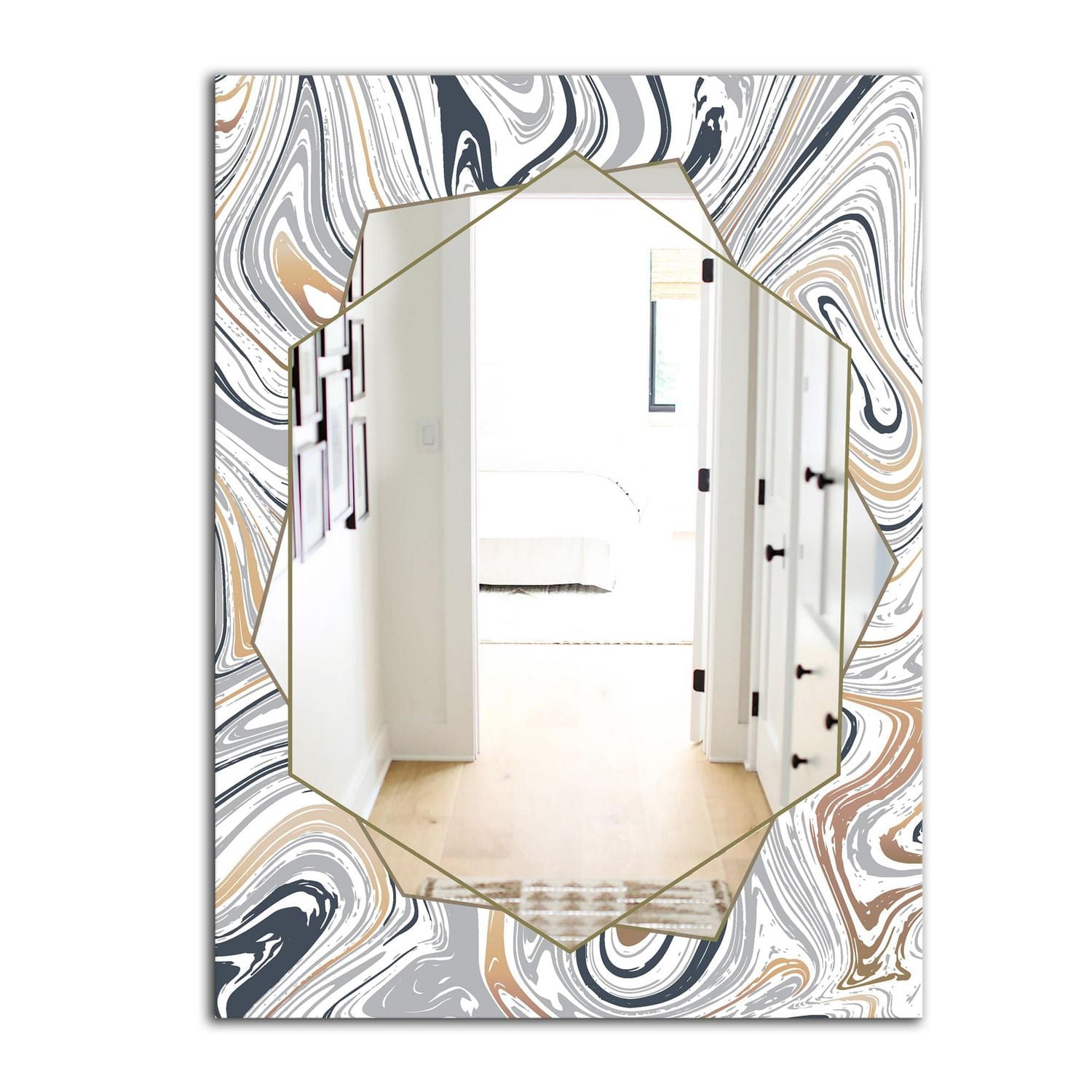 Click here for Designart marbled Diamond 14 Modern Mirror - Conte... prices