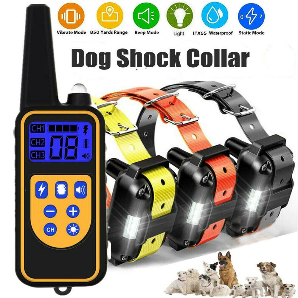 Dog Pet Training Collar Rechargeable Waterproof Electric Shock Anti ...