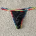 COSFO Thongs for Men Bulge Pouch Colorblock Silk G-String Stretch ...