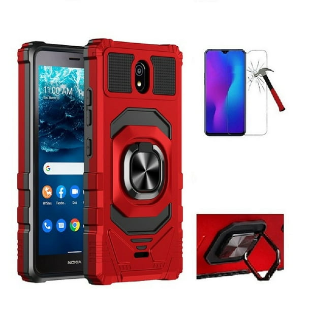 Phone Case for Nokia C100, Ring Stand Tough Hybrid Case Cover ...