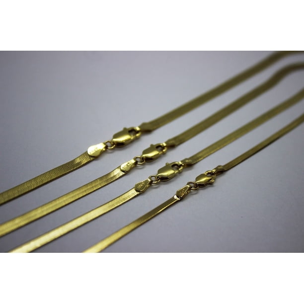 10K Yellow Gold Solid High Polish Herringbone Chain Necklace - Walmart.com