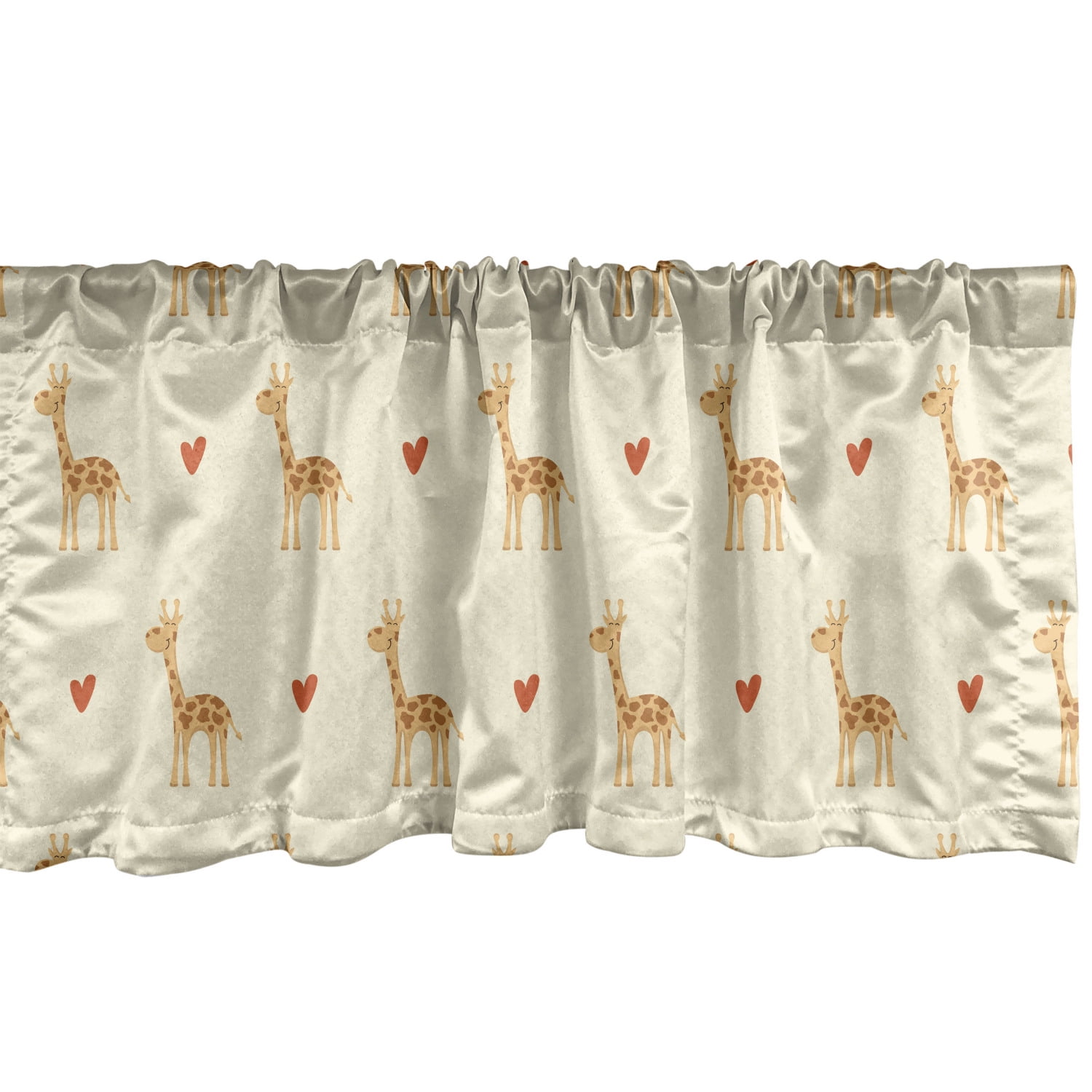 Cartoon Animal Window Valance Pack of 2, Smiling Giraffes Heart Shapes ...