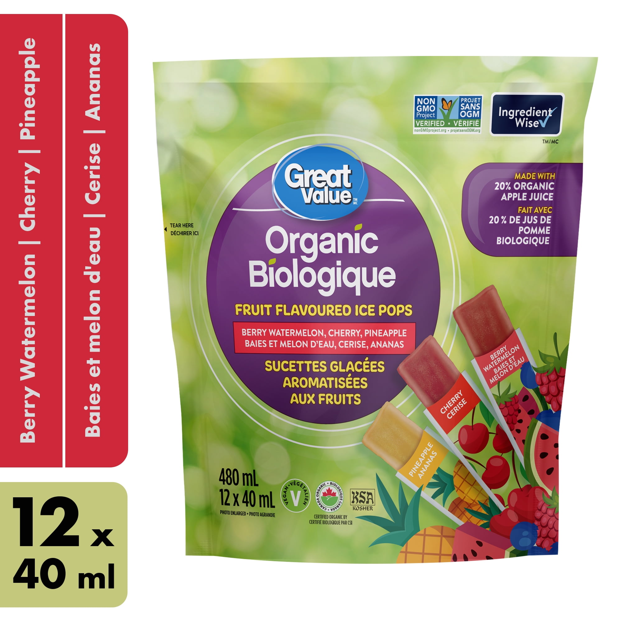 Click here for Great Value Organic Fruit Flavoured Ice Pops - Ber... prices