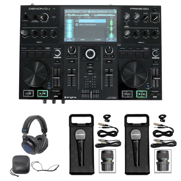 Denon PRIME GO 2-Deck Rechargeable Smart DJ Controller+Headphones+2 ...