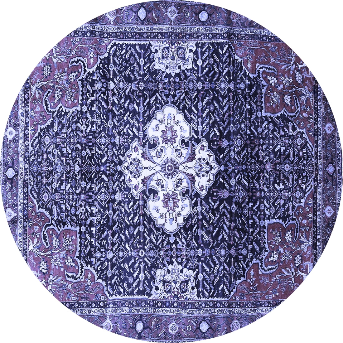 Ahgly Company Indoor Round Persian Blue Traditional Area Rugs, 8' Round ...