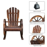 OverPatio Rocker Outdoor Wood Rocking Chair, Wood Rocker w/ Wheel ...