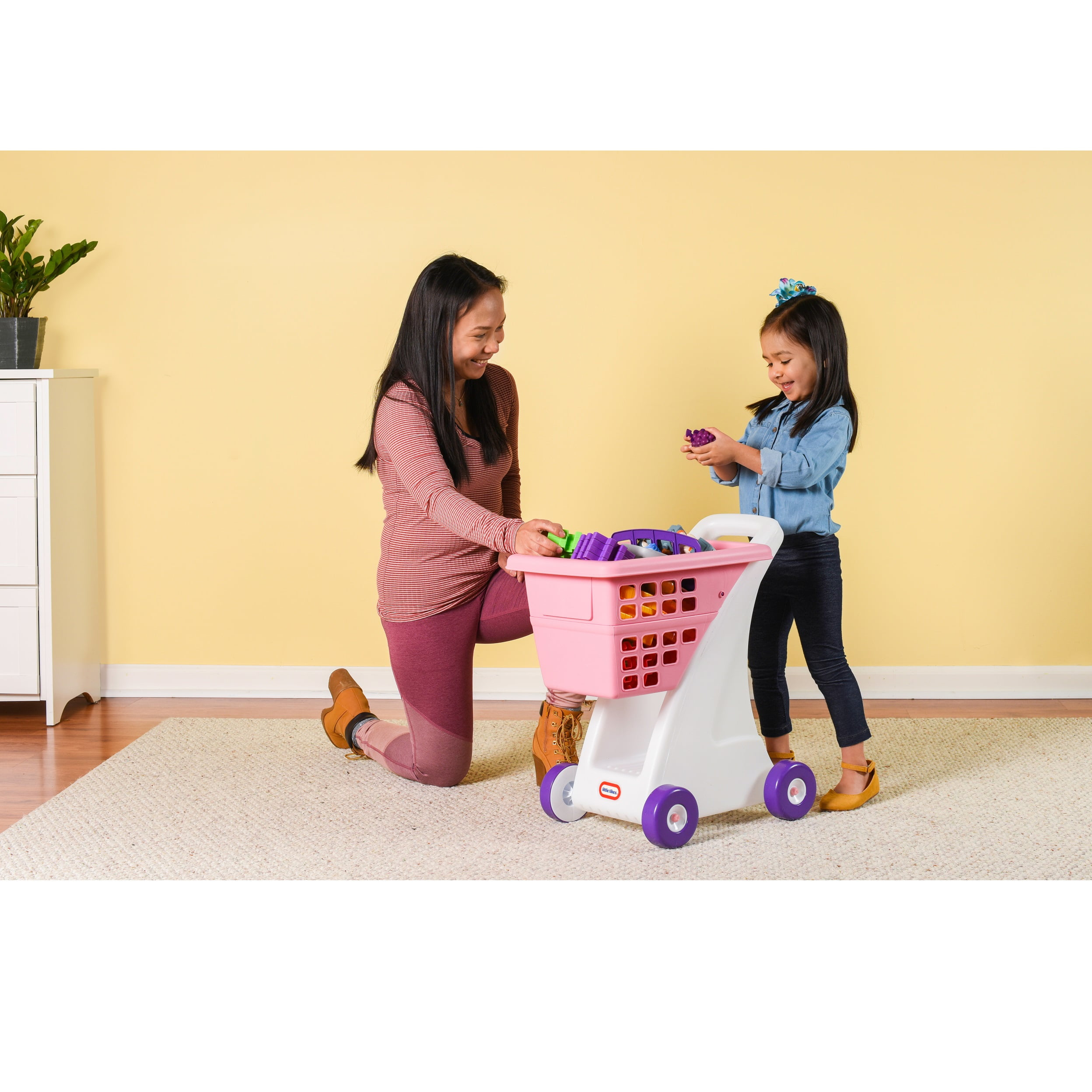 Little Tikes Toy Shopping Cart with Folding Seat, Pink- For Pretend ...