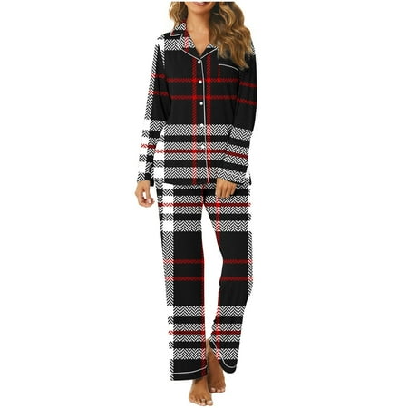 zanvin Women's Loungewear Outfits Pjs Long Sleeve Tops and Plaid ...