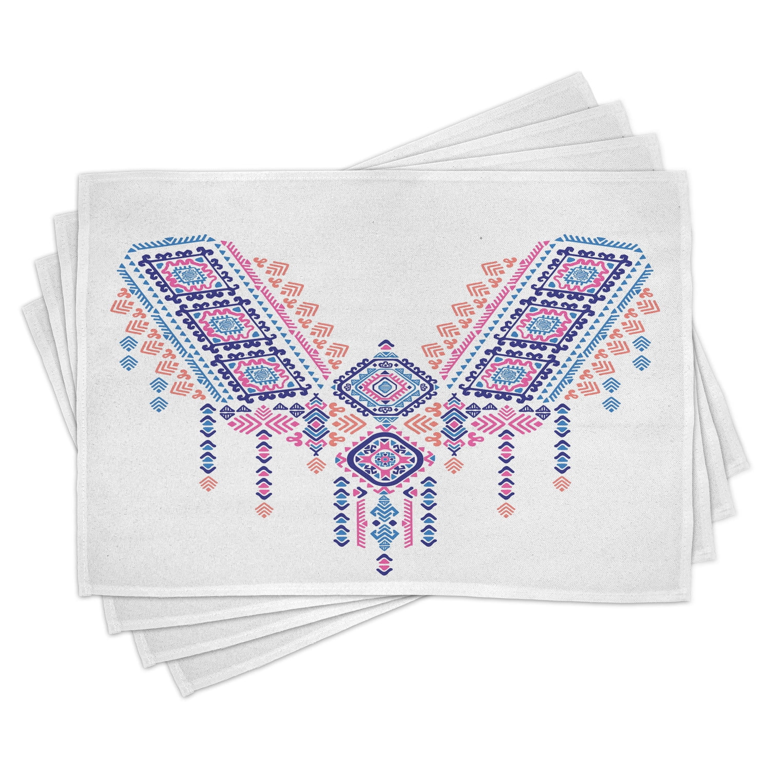 Ambesonne Tribal Place Mats Set of 4, Geometric Design, Standard Size ...