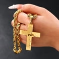 Christian English Bible Cross Pendant Chain Necklace for Women Men 14K ...