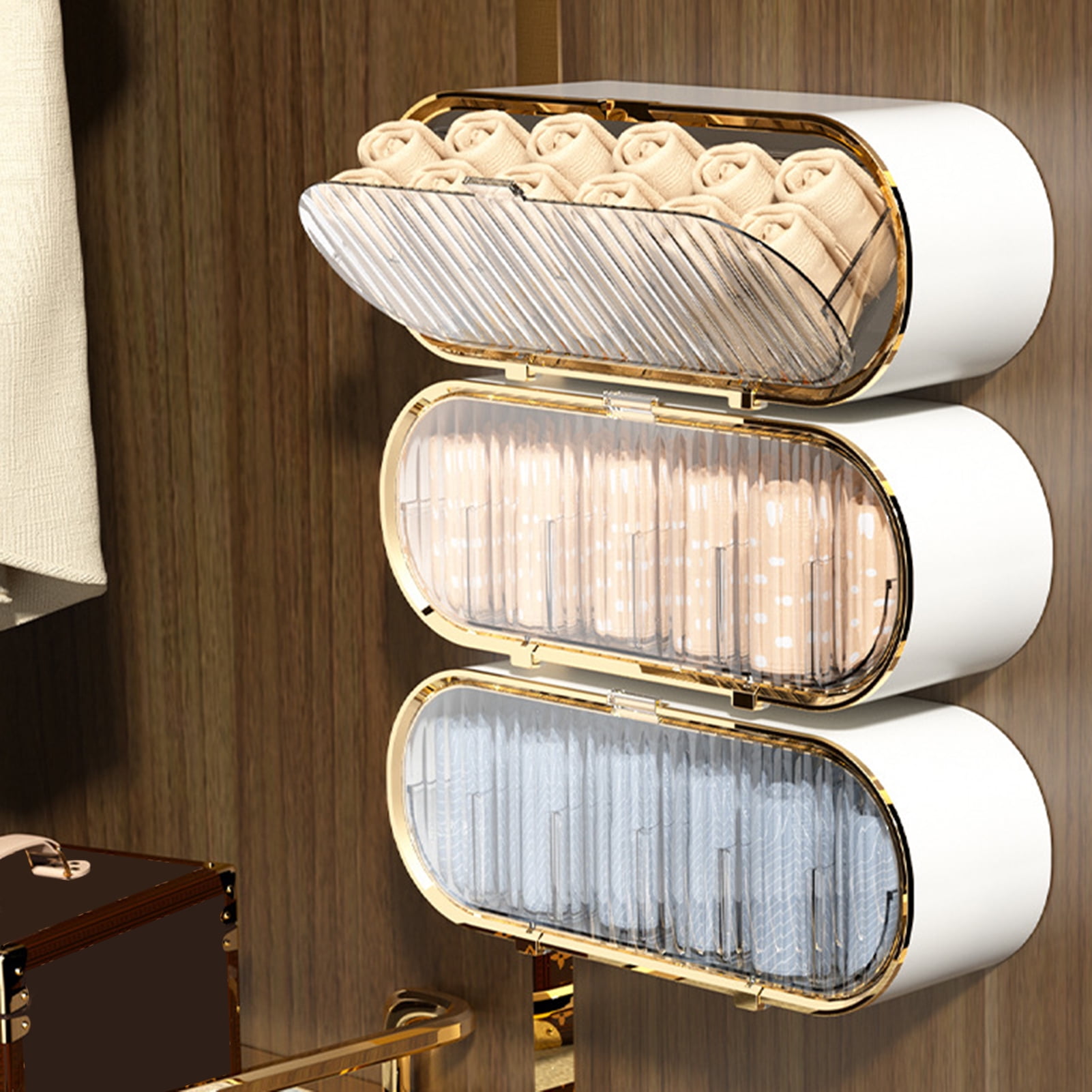 Waroomhouse Underwear Storage Box Wall Mounted Multi-grids Movable ...